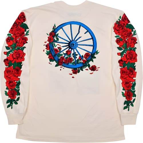 Grateful Dead - Woodcut Wheel & Roses Long Sleeve T-shirt ...